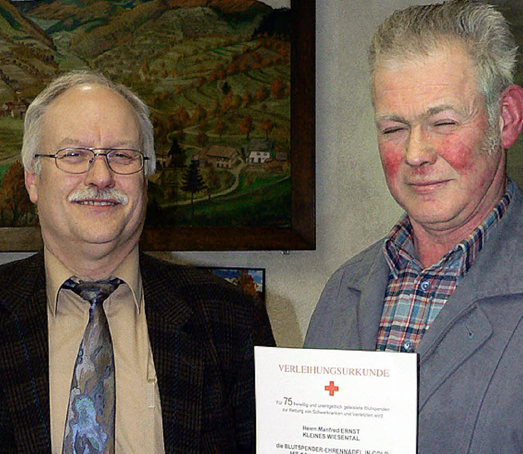 Manfred Ernst hat schon 75-mal Blut gespendet - Kleines Wiesental - Badische Zeitung