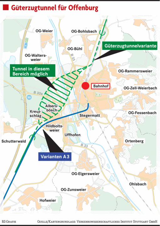 Wo kann der Offenburger Eisenbahntunnel entstehen? - Offenburg - Badische Zeitung