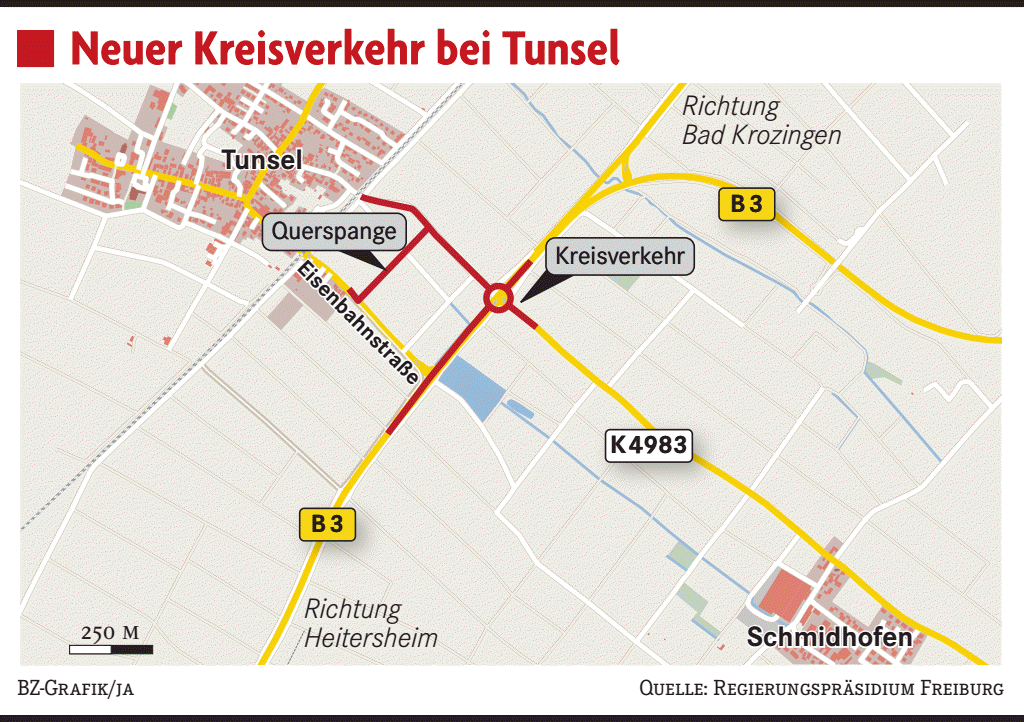 Kreisverkehr auf der B 3 bei Tunsel rückt näher - Bad Krozingen ...