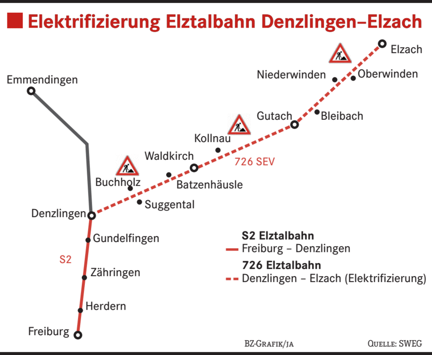 Schienenersatzverkehr zwischen Denzlingen und Elzach ab 1. März ...