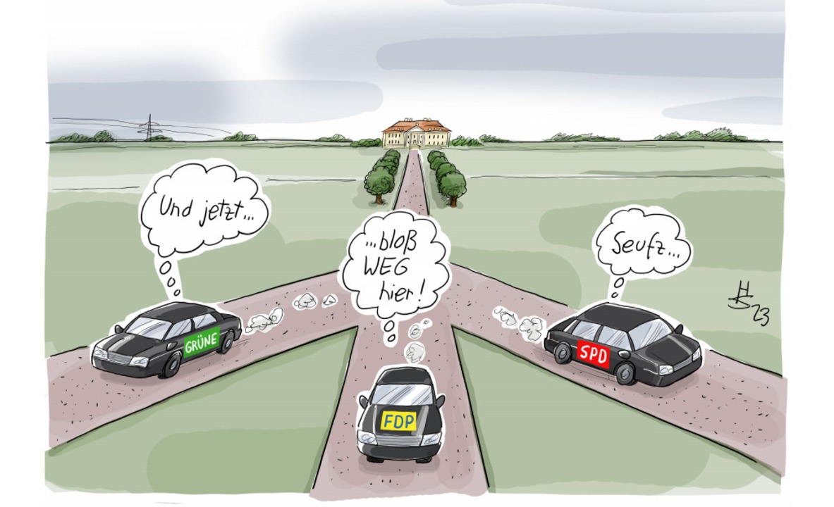 Neustart gelungen – nichts wie weg. - Karikaturen - Badische Zeitung