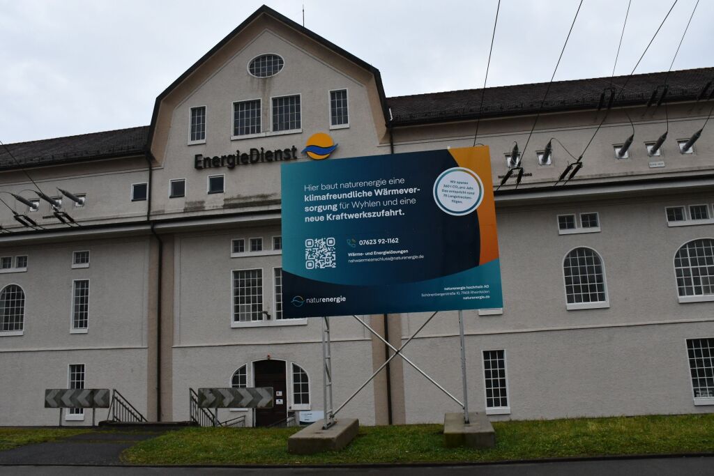 Temporäre Werbeanlage für das entstehende Wärmenetz in Wyhlen und für die Nutzung regenerativer ...